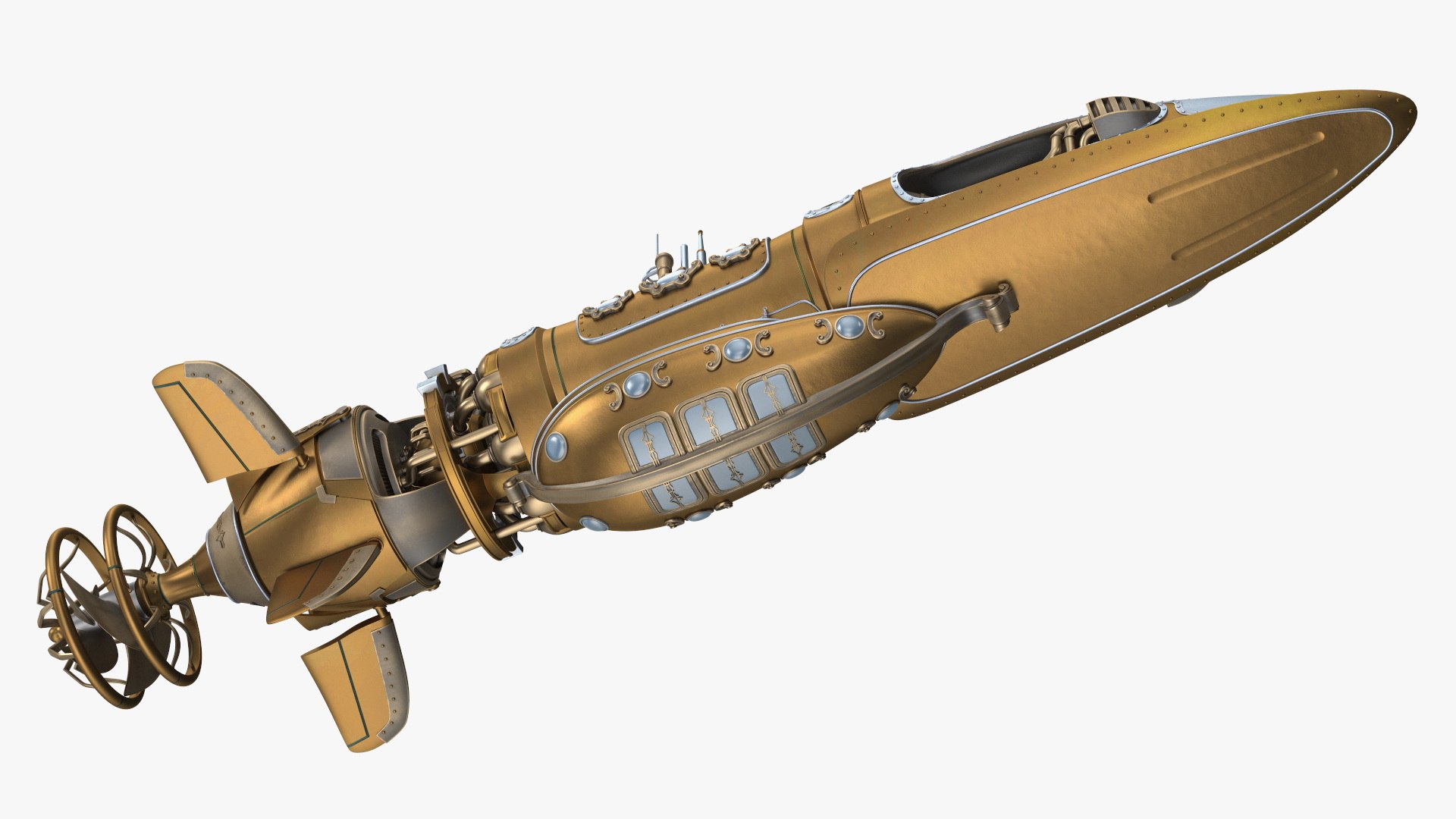 Fantasy Steampunk Submarine Bronze 3D Model - TurboSquid 2224904