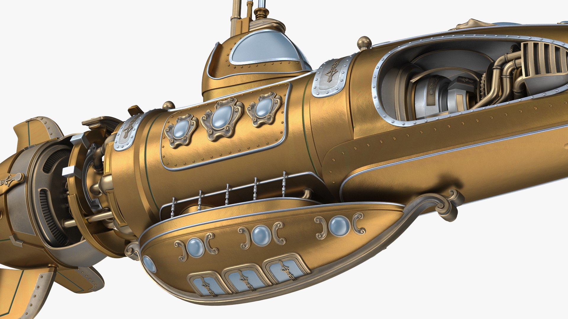 Fantasy Steampunk Submarine Bronze 3D Model - TurboSquid 2224904