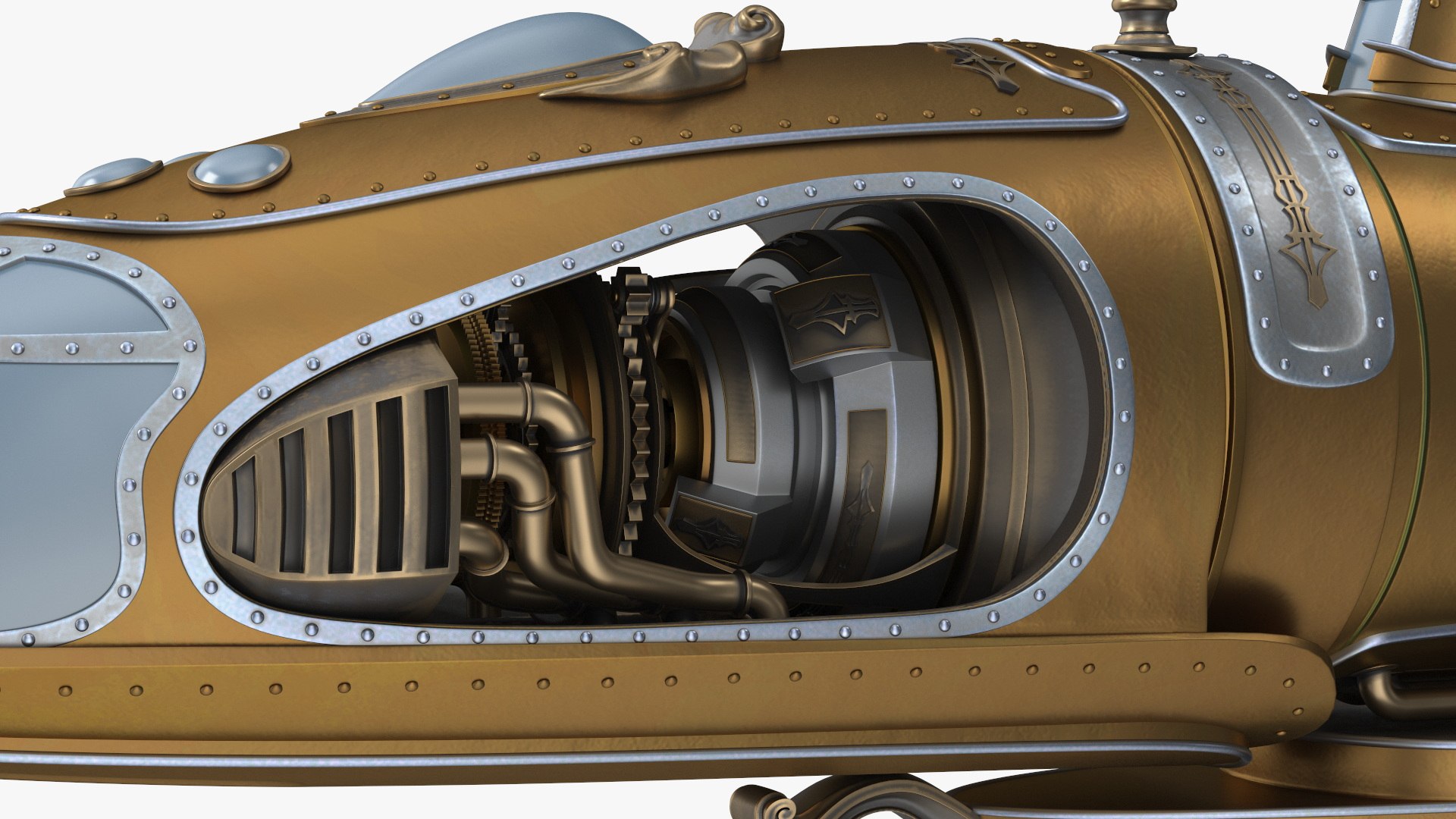 Fantasy Steampunk Submarine Bronze 3D Model - TurboSquid 2224904