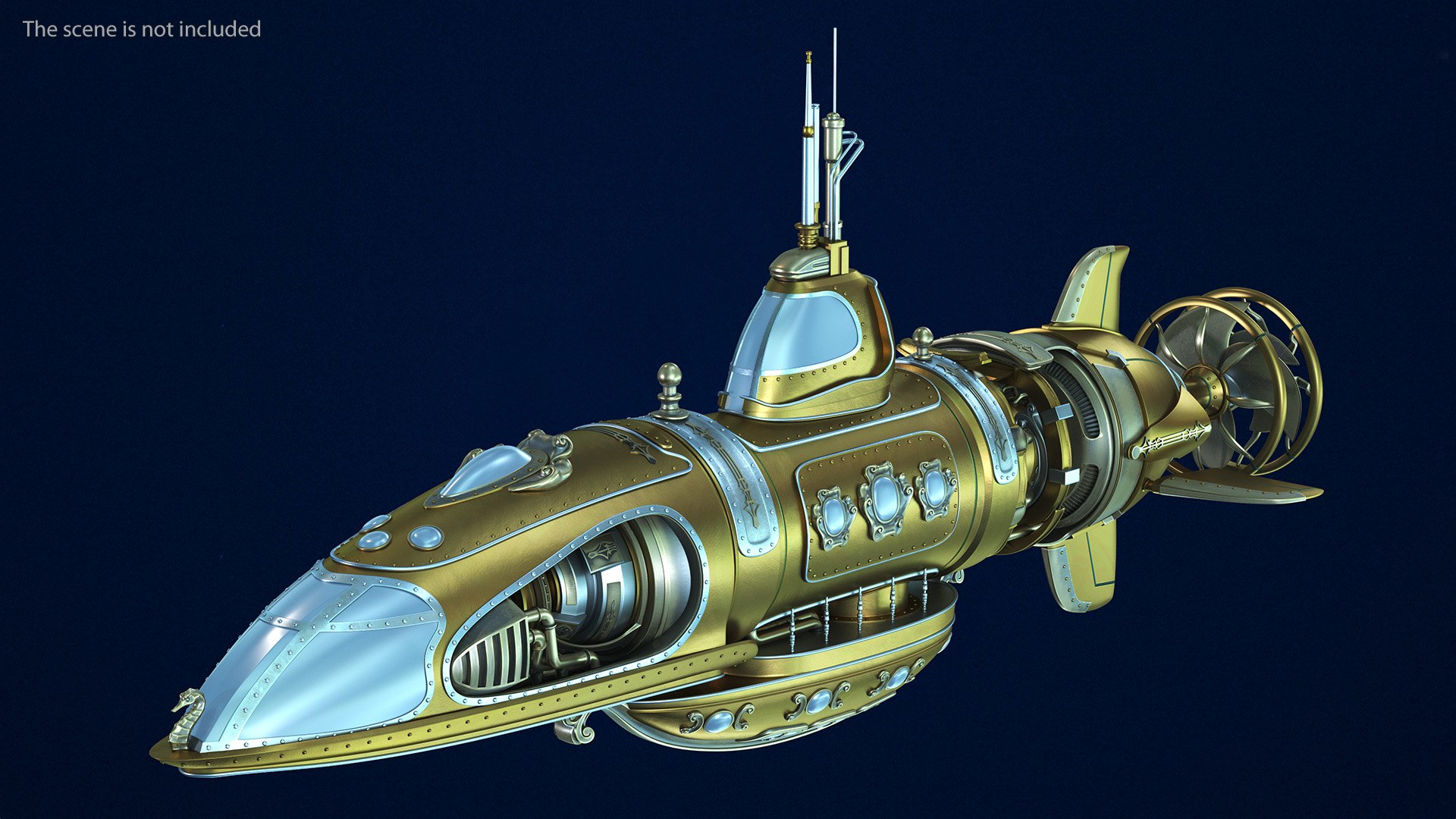 Fantasy Steampunk Submarine Bronze 3D Model - TurboSquid 2224904