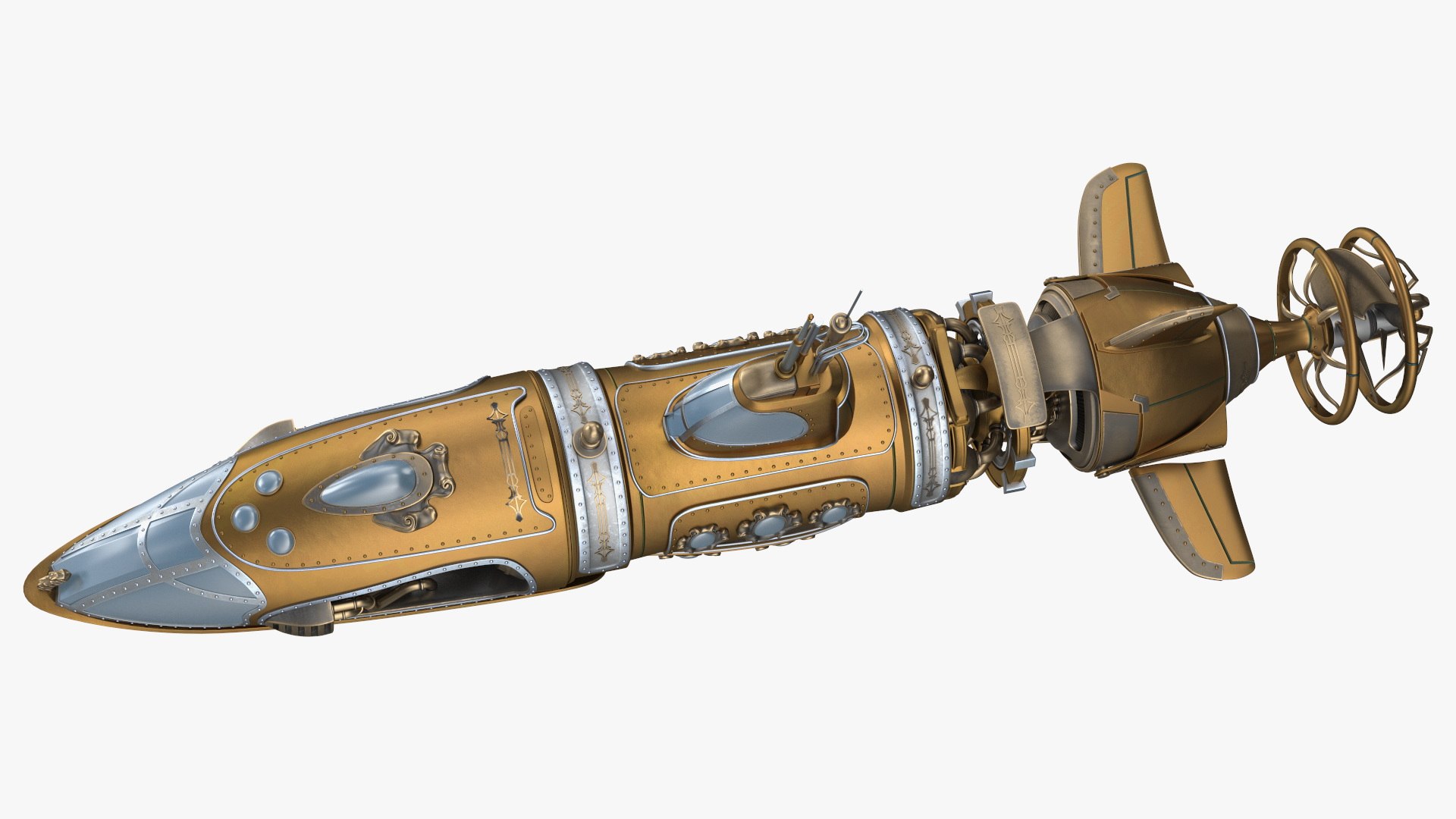 Fantasy Steampunk Submarine Bronze 3D Model - TurboSquid 2224904