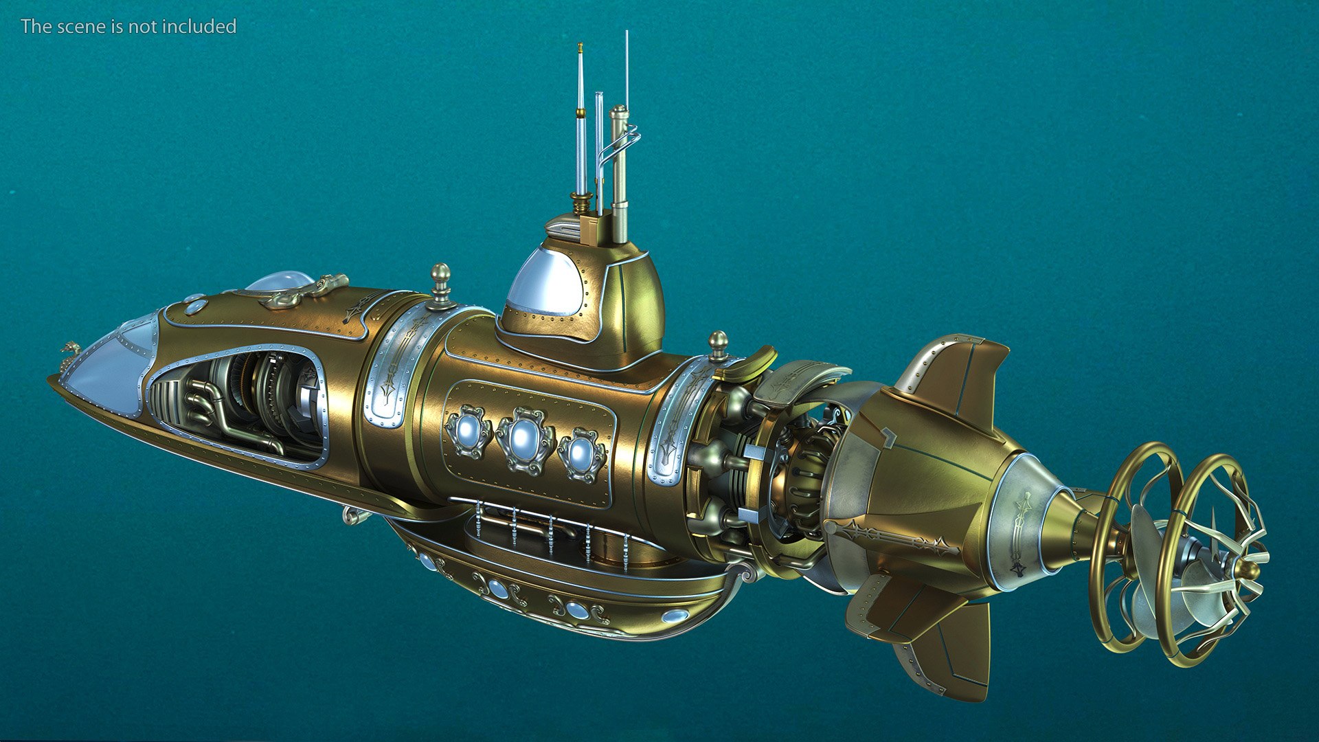 Fantasy Steampunk Submarine Bronze 3D Model - TurboSquid 2224904