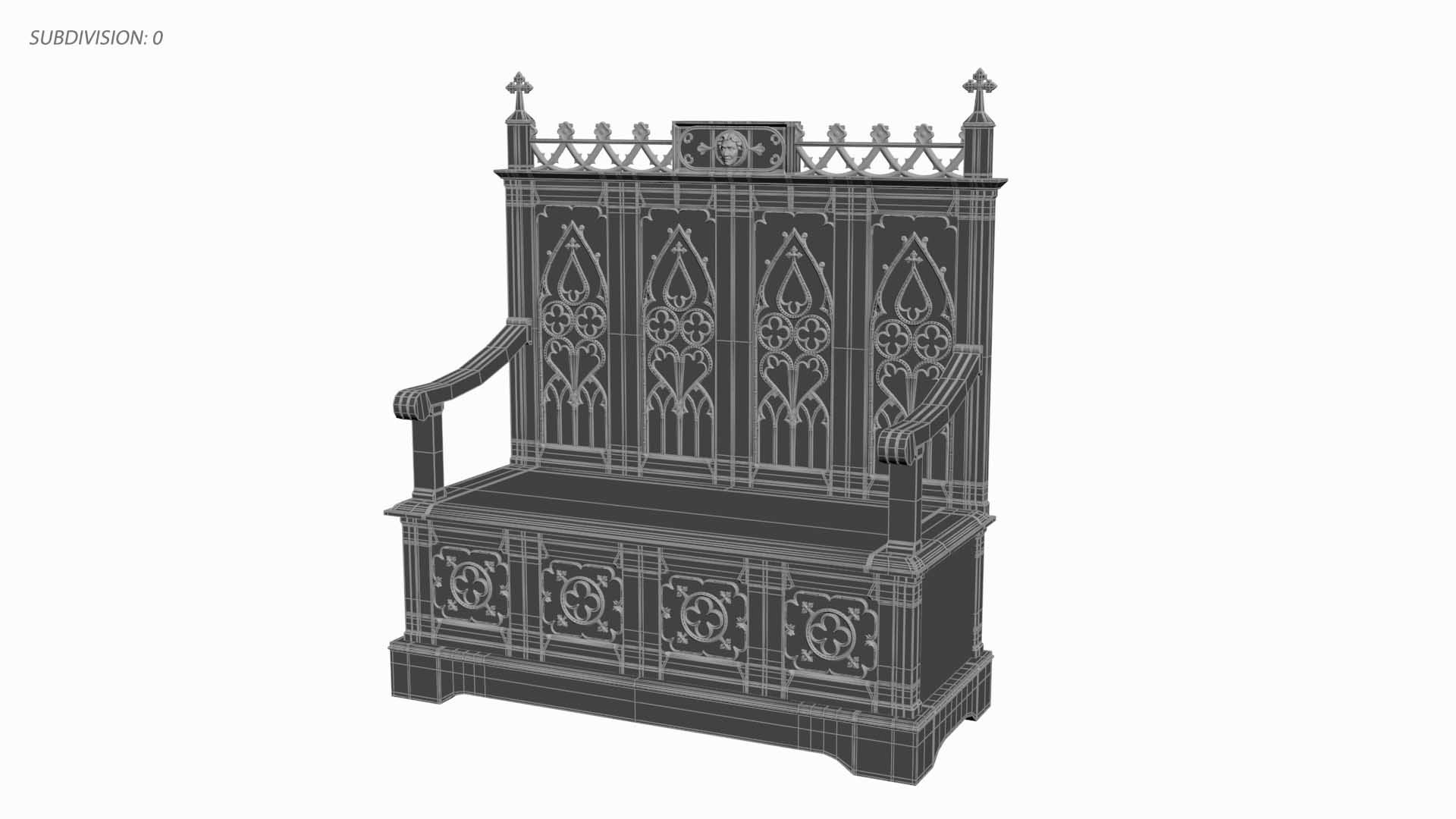 Gothic Revival Antique Bench 3D Model - TurboSquid 2402790