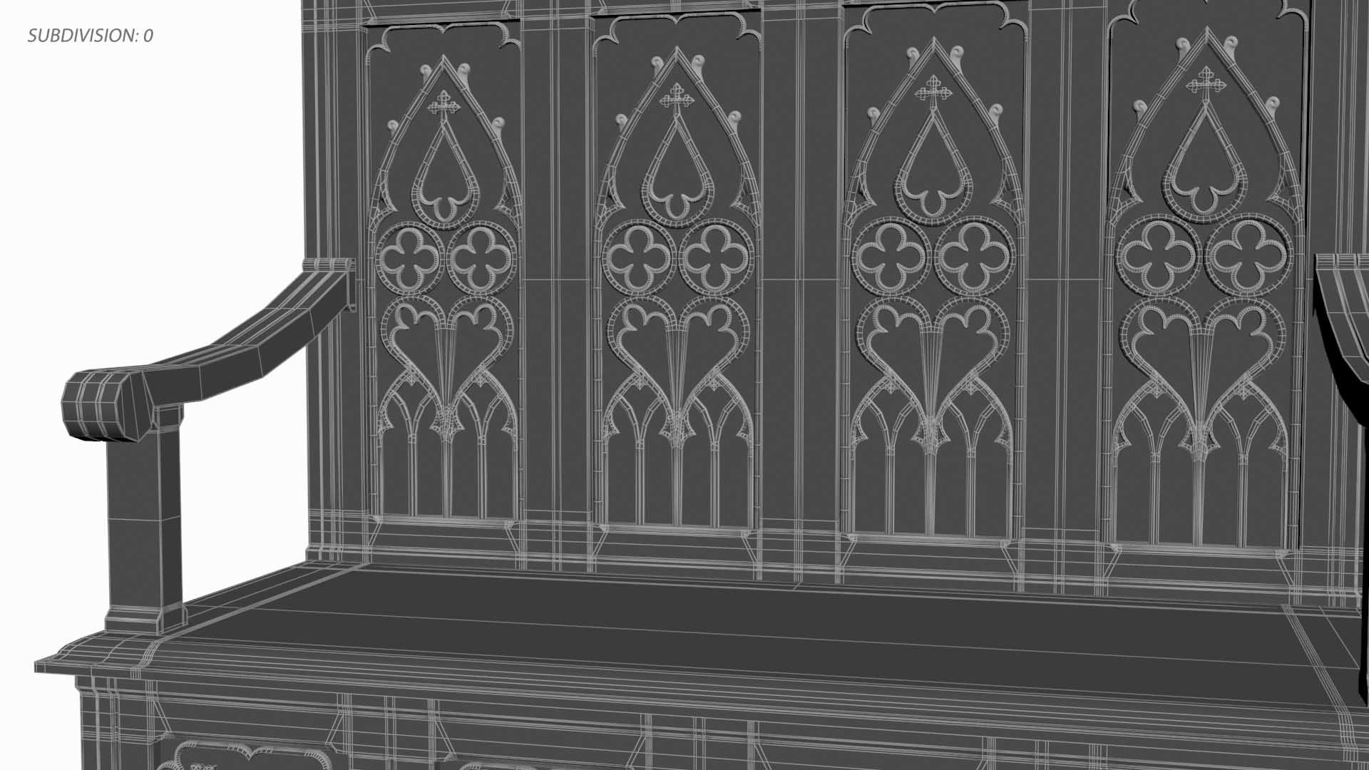 Gothic Revival Antique Bench 3D Model - TurboSquid 2402790