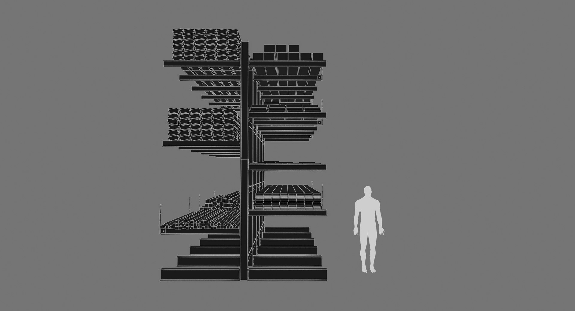 3d Model Modular Racks Loaded
