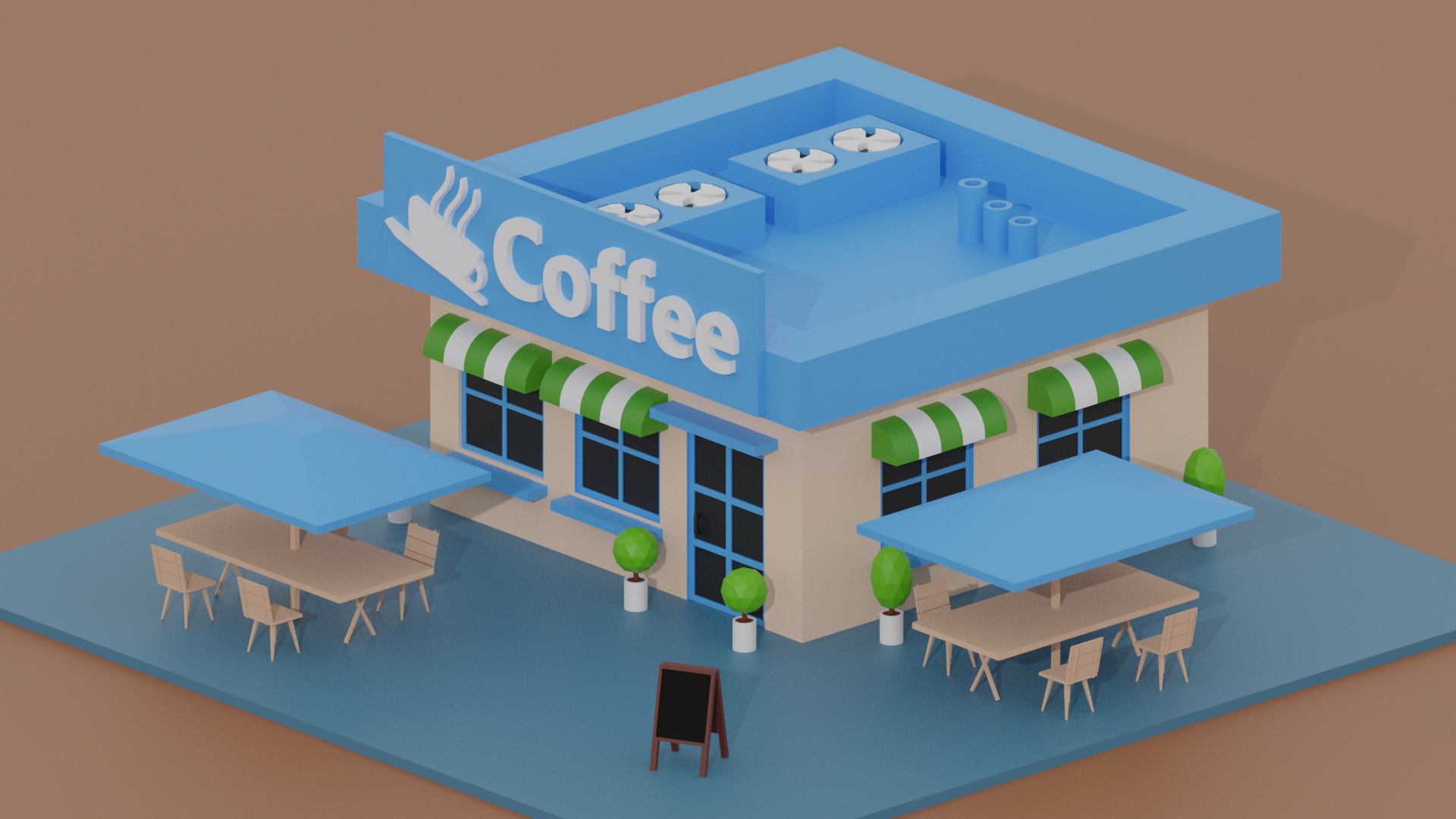 3D Cartoon Coffee Shop Cafe - TurboSquid 1814877