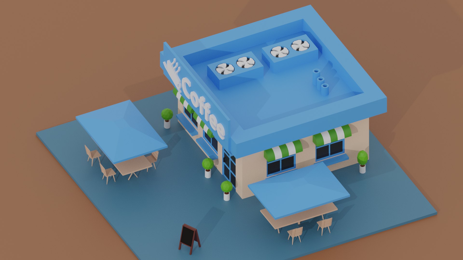 3D Cartoon Coffee Shop Cafe - TurboSquid 1814877