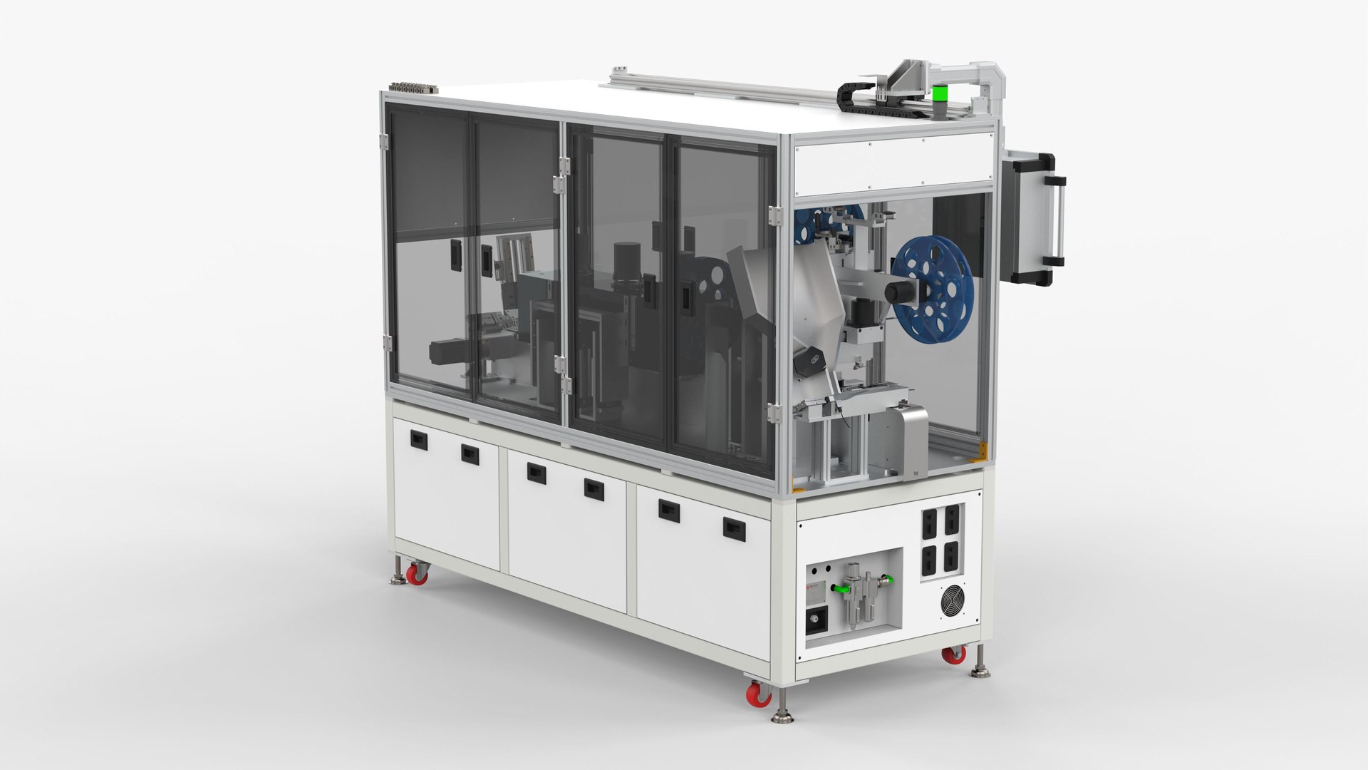 3D Automatic Cylindrical Lithium Battery Sleeve Labeling Machine Model ...