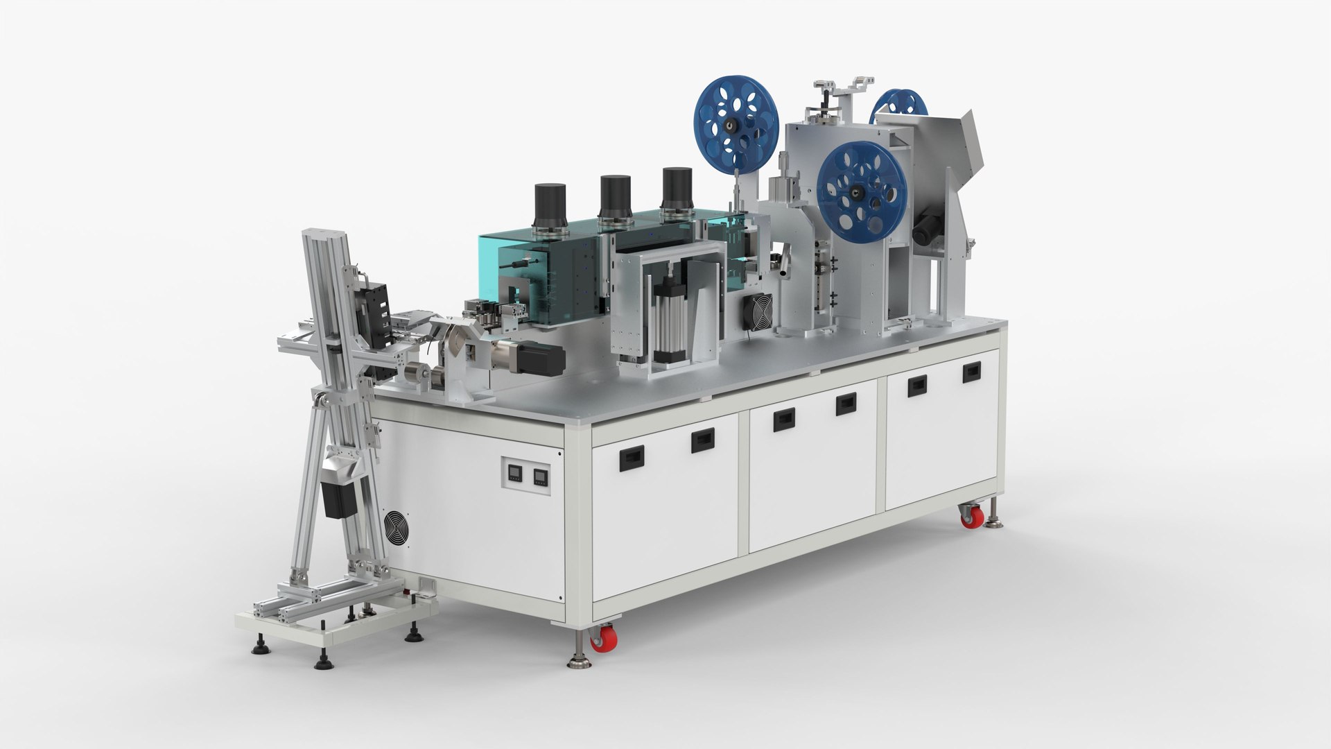 3D Automatic Cylindrical Lithium Battery Sleeve Labeling Machine Model ...