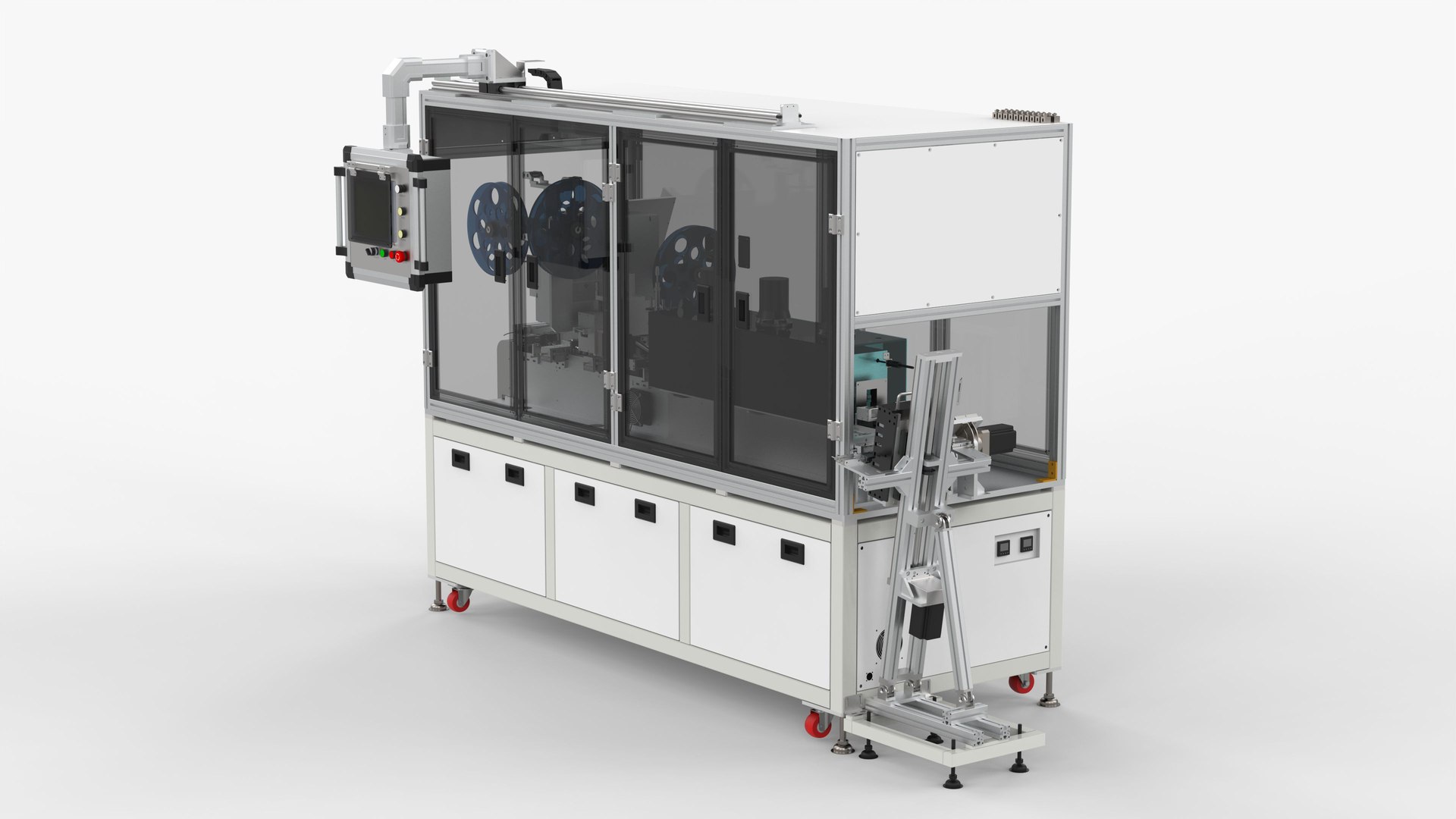 3D Automatic Cylindrical Lithium Battery Sleeve Labeling Machine Model ...