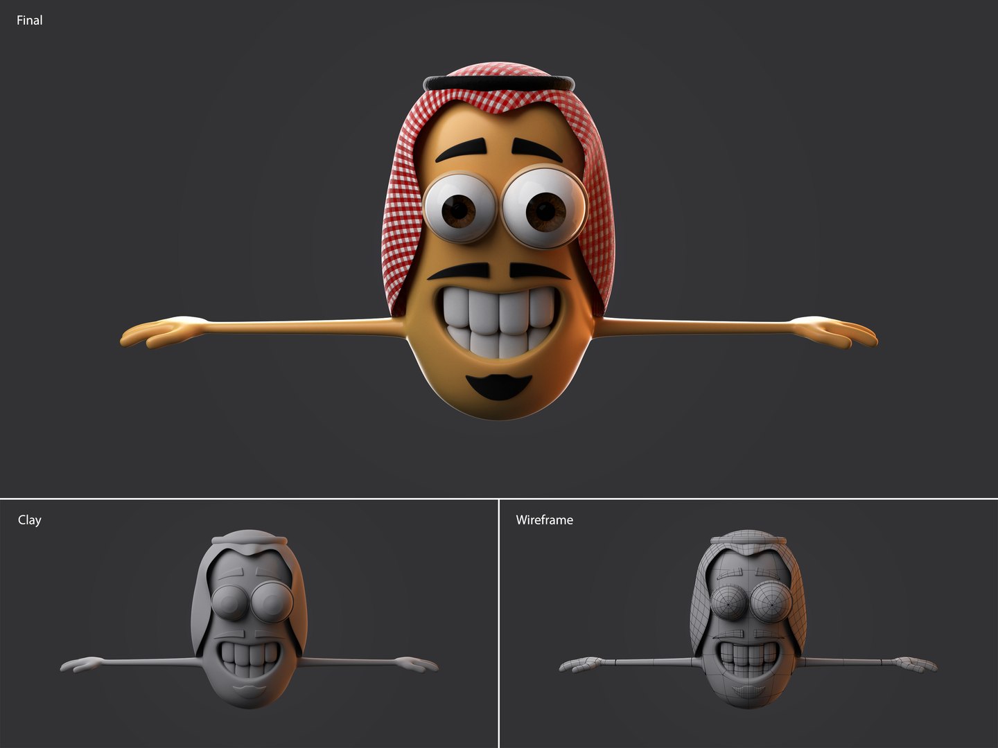 Simple arabic character 3D model - TurboSquid 1429987