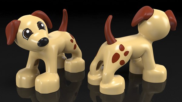 modelo 3d Perro Lego Duplo con manchas marrones - TurboSquid 1825834