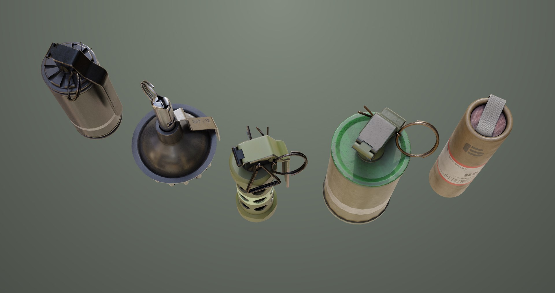 Smoke And Flash Grenades Single Mat All PBR Unity UE Textures 3D Model ...