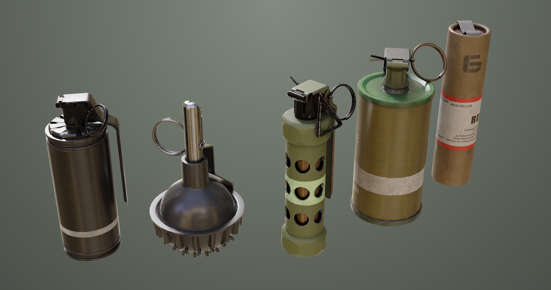 Smoke And Flash Grenades Single Mat All PBR Unity UE Textures 3D Model - TurboSquid 2235862