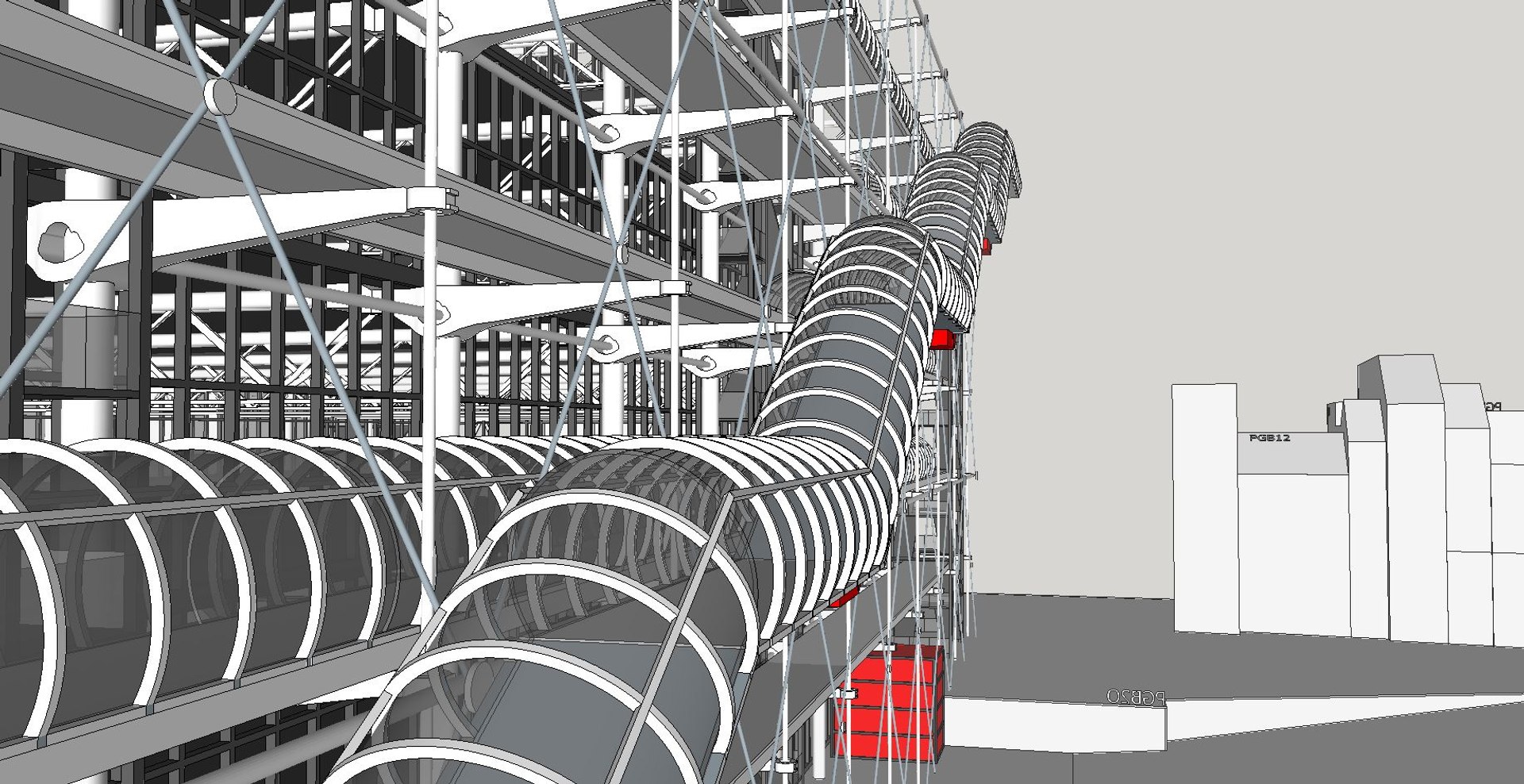 3d Pompidou Center Building