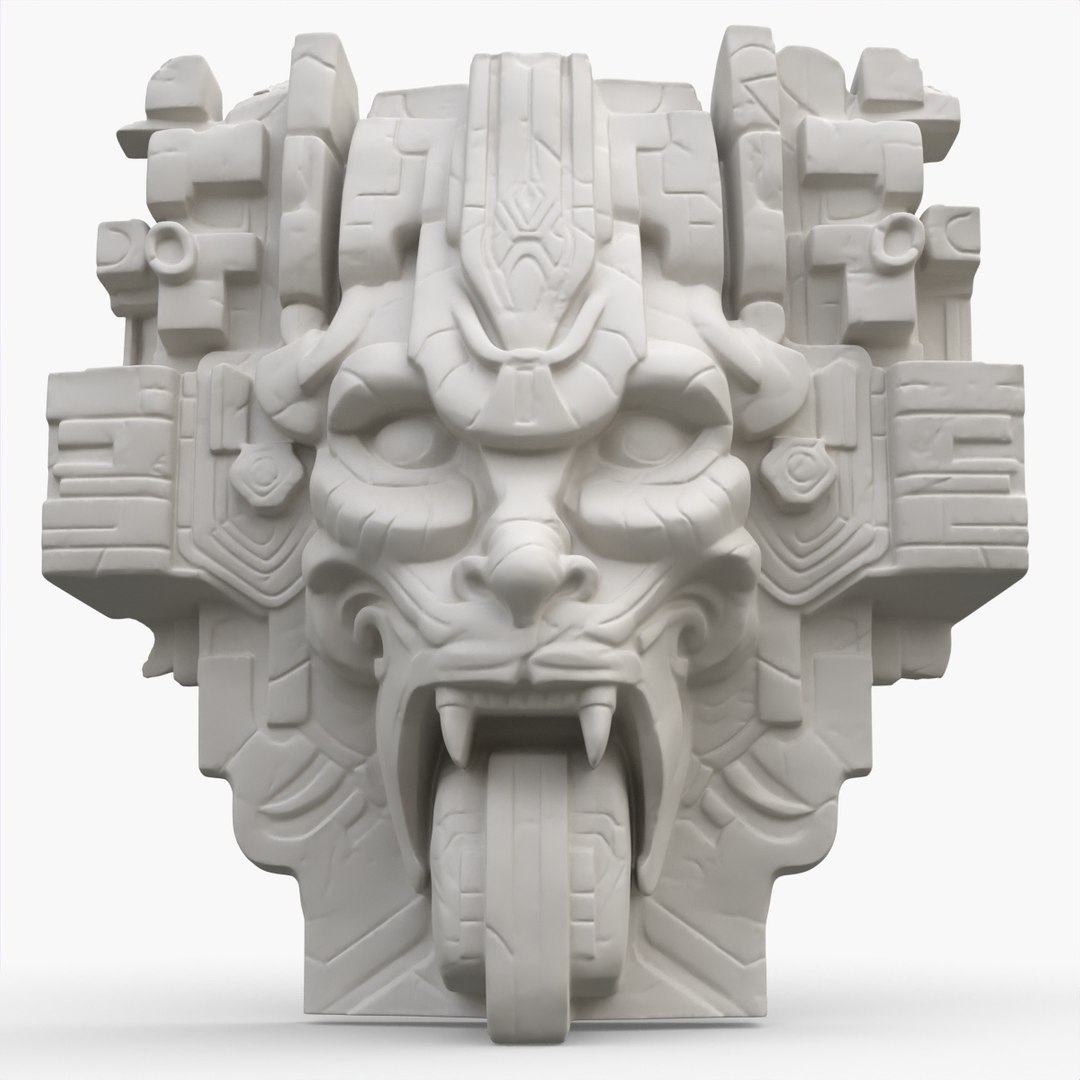 Aztec Stone Head 4 3D - TurboSquid 2196560