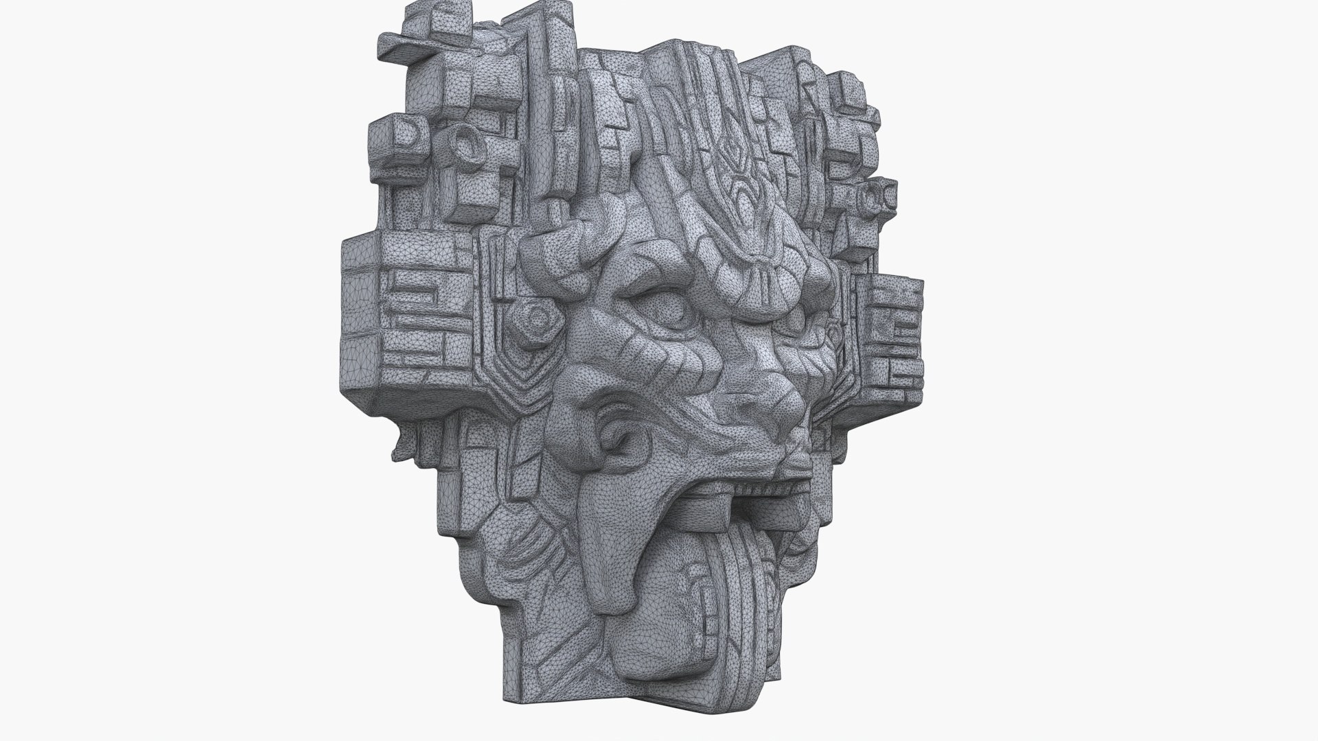 Aztec Stone Head 4 3D - TurboSquid 2196560