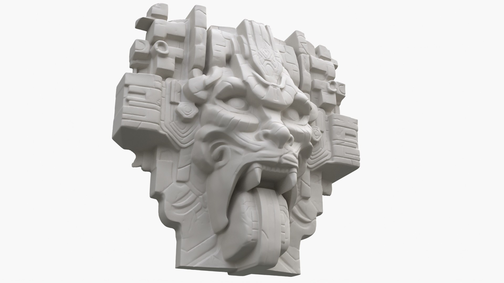 Aztec Stone Head 4 3D - TurboSquid 2196560