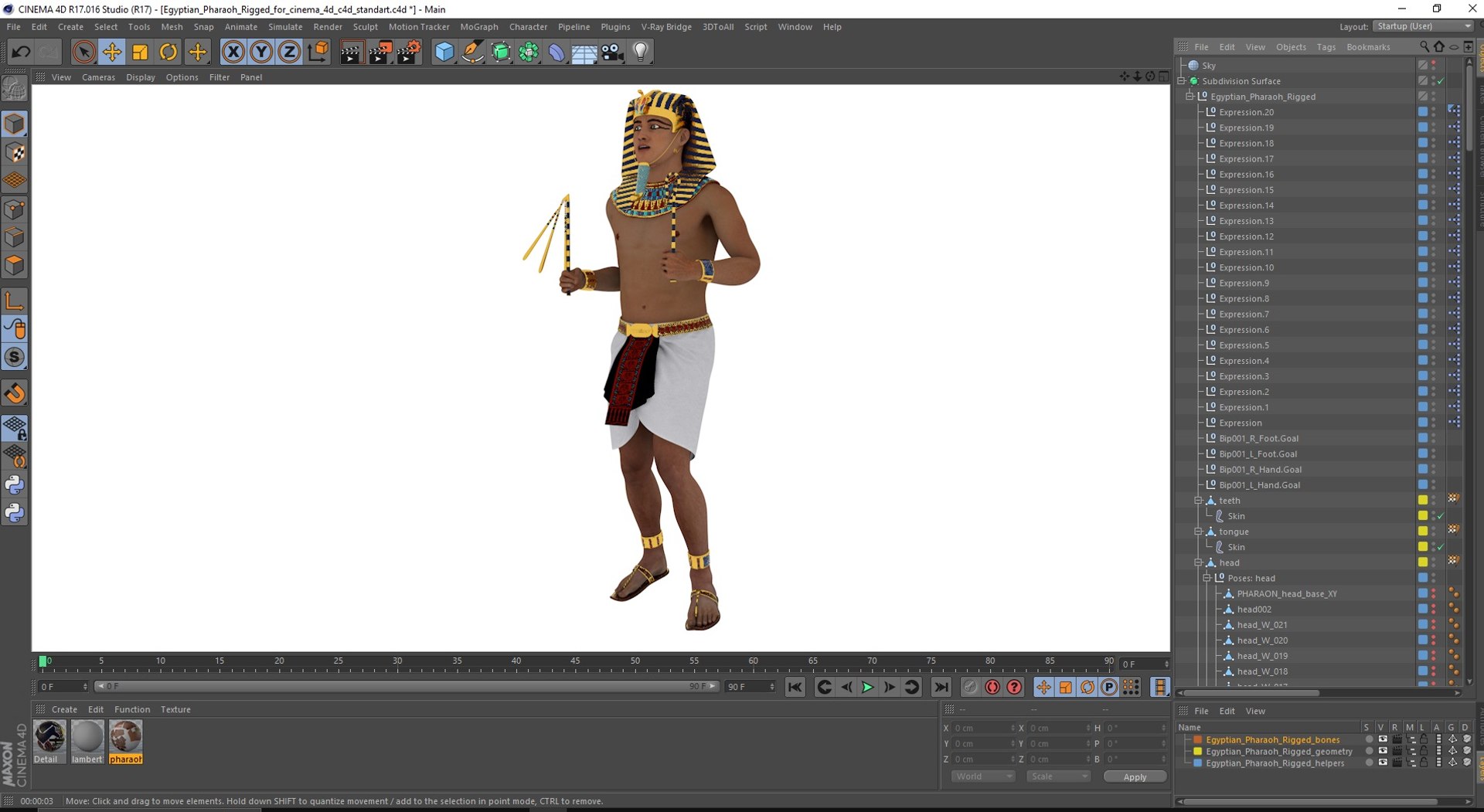 3D Egyptian Pharaoh Rigged for Cinema 4D model - TurboSquid 2112326