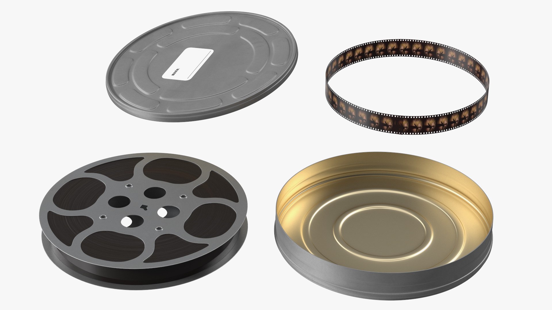 Vintage Metal Movie Reel And Case Tin 3D Model - TurboSquid 2130182