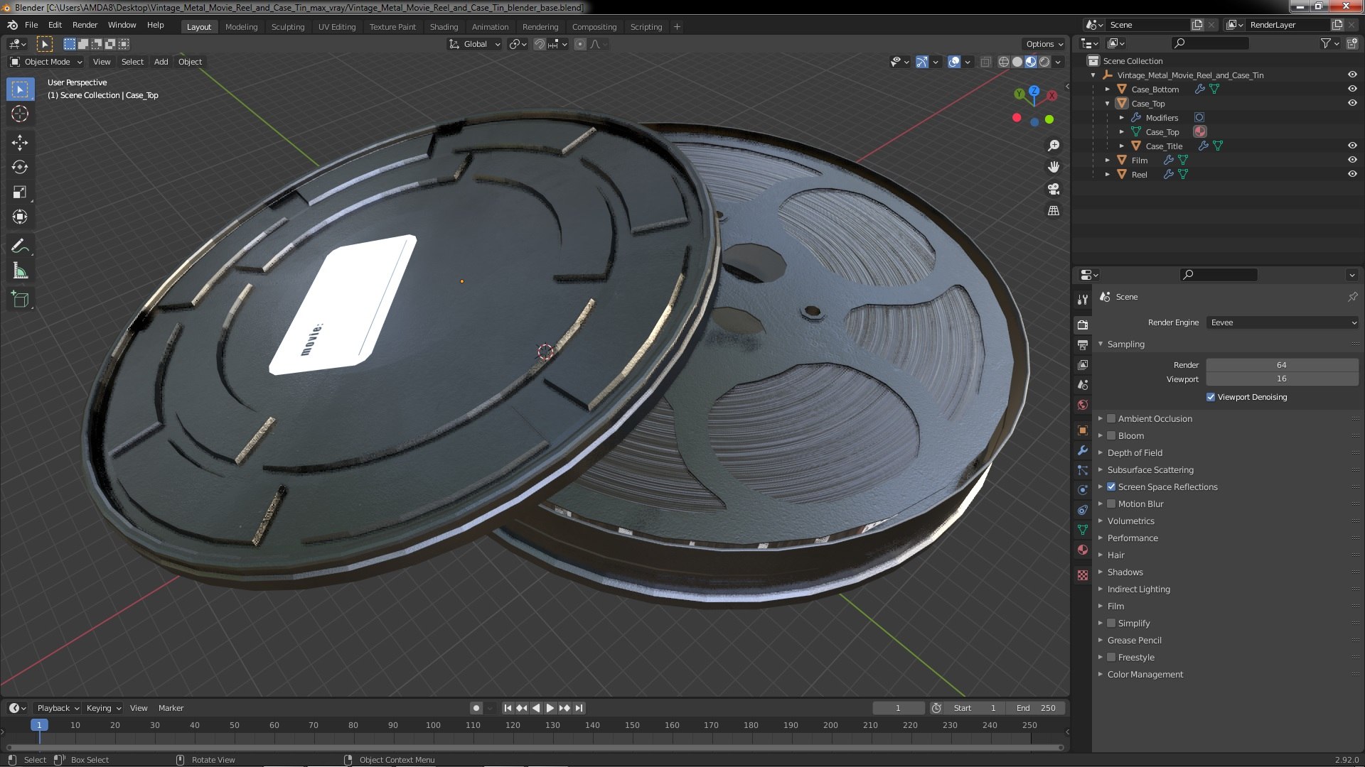 Vintage Metal Movie Reel And Case Tin 3D Model - TurboSquid 2130182