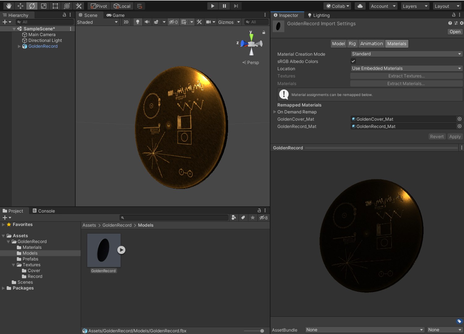 Golden Record 3D - TurboSquid 1615841