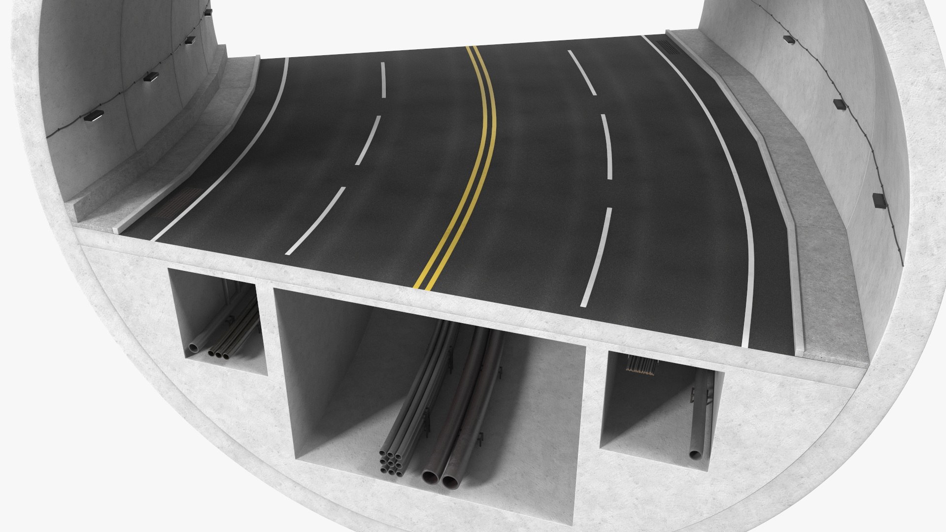 3D Road Tunnel Structure Section Turn - TurboSquid 2270320