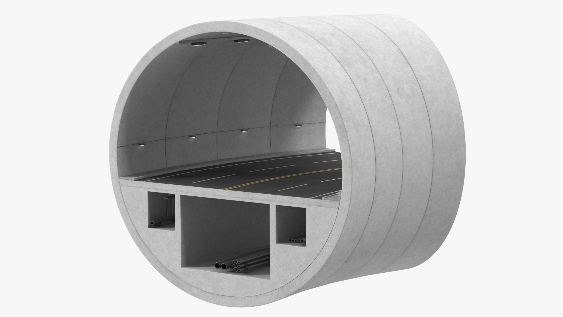 3D Road Tunnel Structure Section Turn - TurboSquid 2270320
