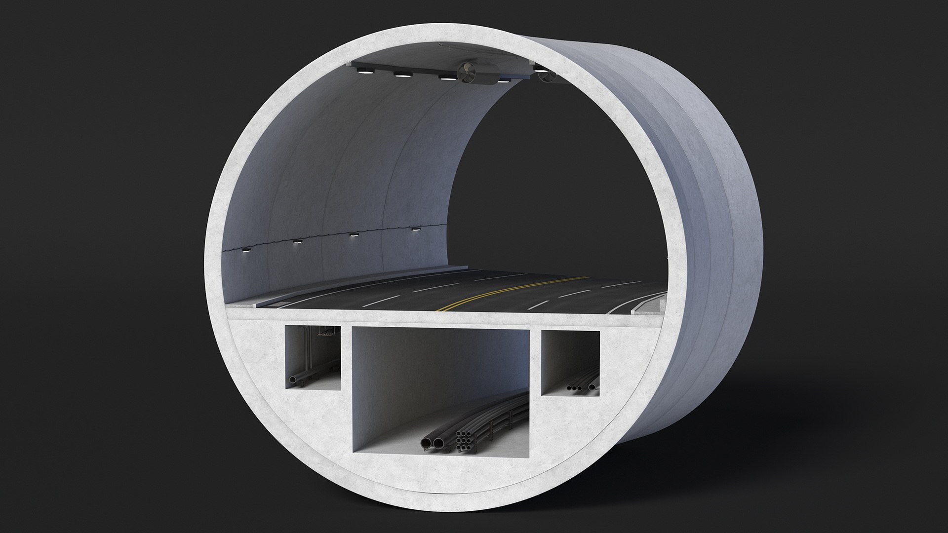 3D Road Tunnel Structure Section Turn - TurboSquid 2270320