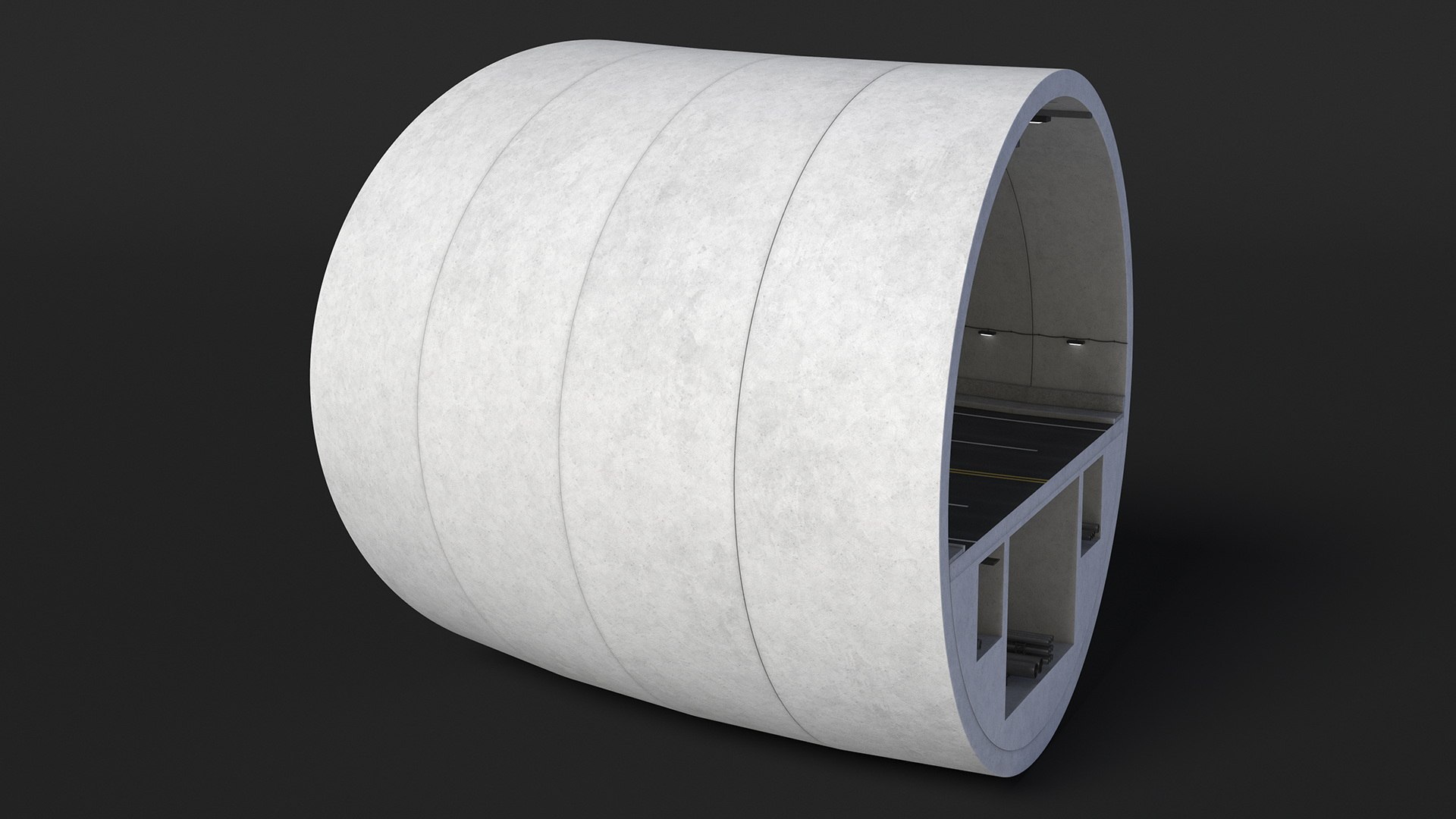 3D Road Tunnel Structure Section Turn - TurboSquid 2270320