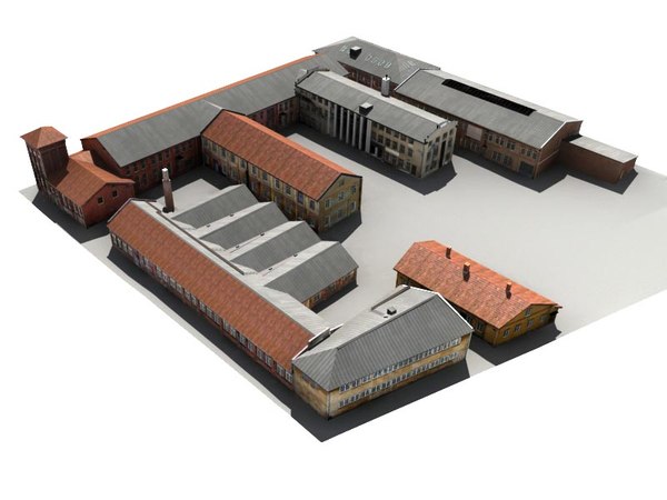 worn-out old factory 3d model
