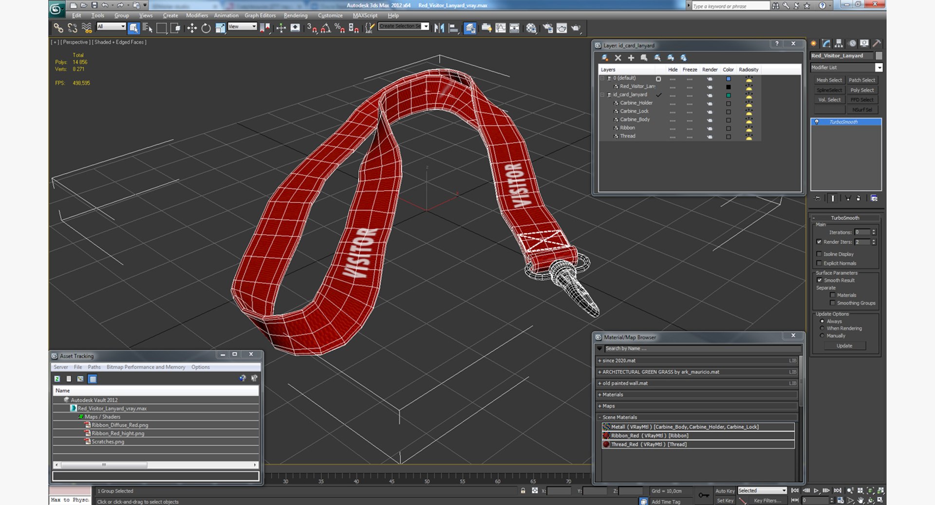 3D red visitor lanyard - TurboSquid 1255612