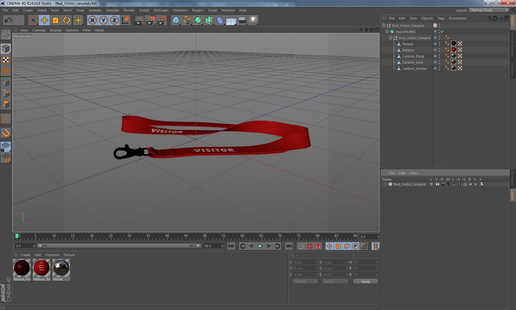 3D red visitor lanyard - TurboSquid 1255612