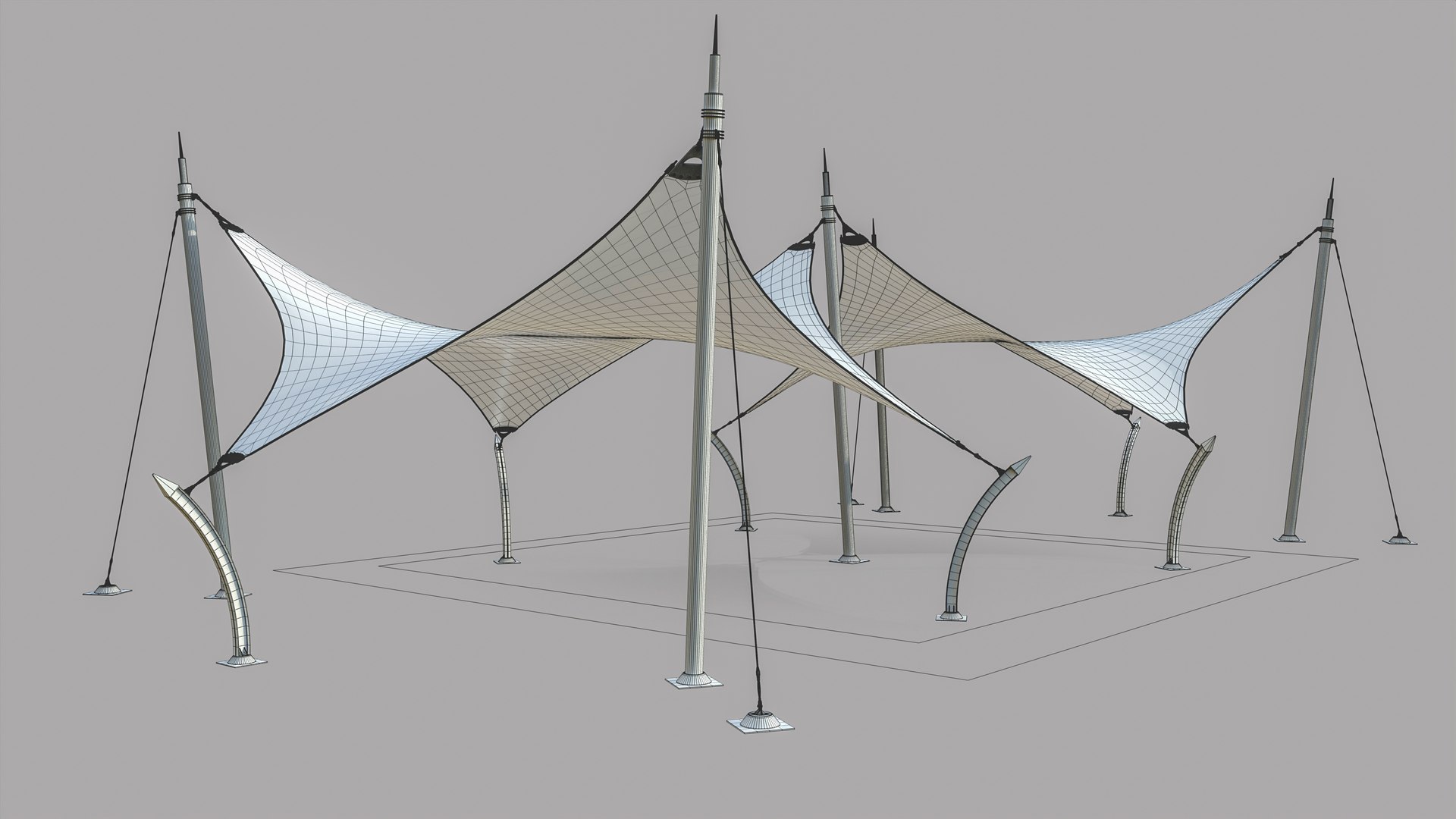 Tensile Structure Project 3D - TurboSquid 2263332