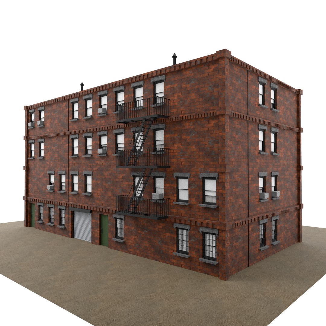 3D Model Brick Apartment Building - TurboSquid 2223906