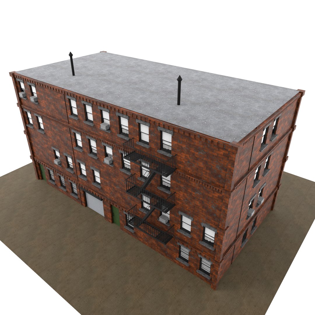 3D Model Brick Apartment Building - TurboSquid 2223906