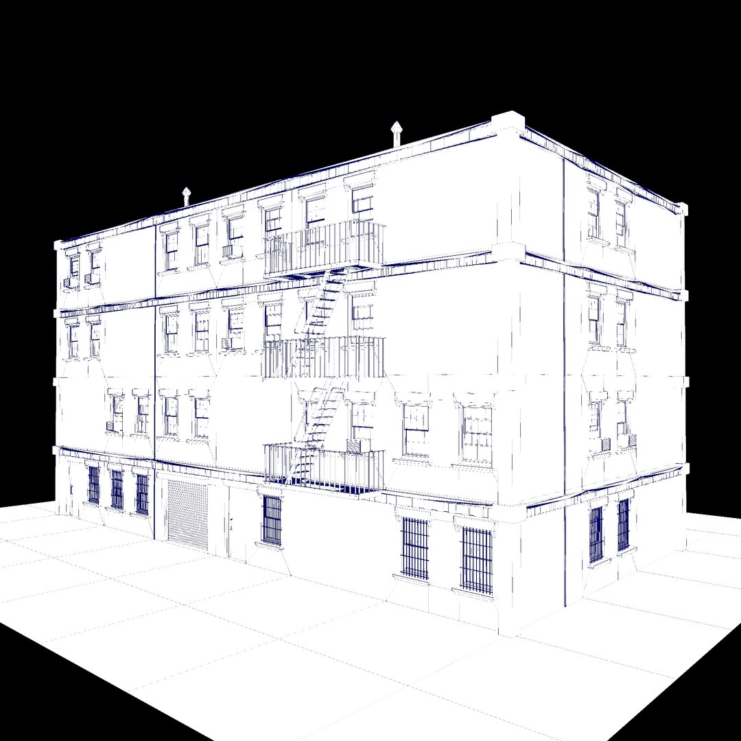 3D Model Brick Apartment Building - TurboSquid 2223906