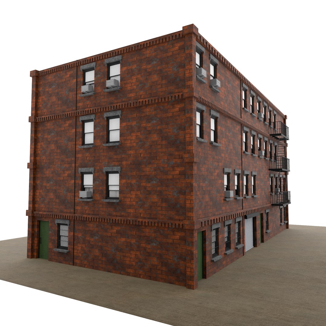 3D Model Brick Apartment Building - TurboSquid 2223906