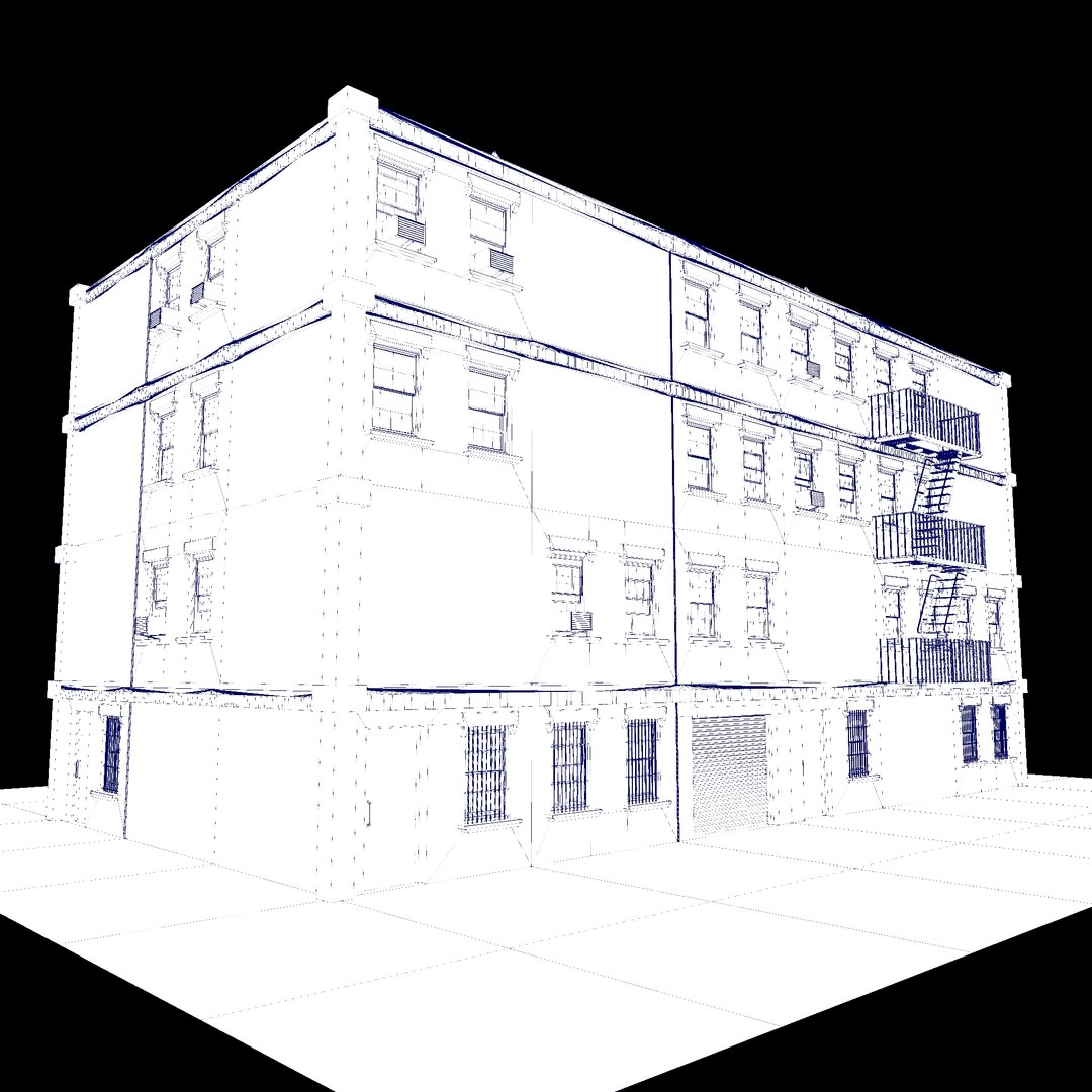 3D Model Brick Apartment Building - TurboSquid 2223906