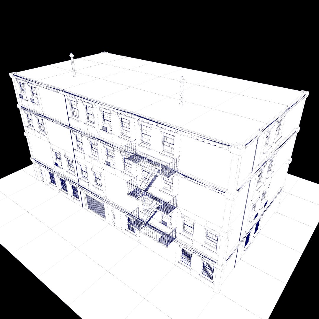 3D Model Brick Apartment Building - TurboSquid 2223906