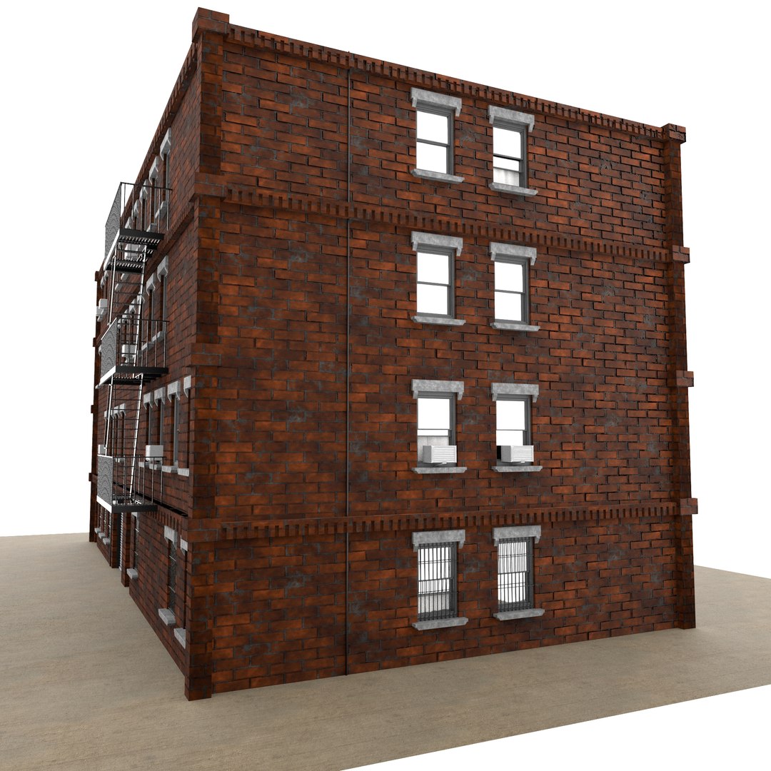 3D Model Brick Apartment Building - TurboSquid 2223906