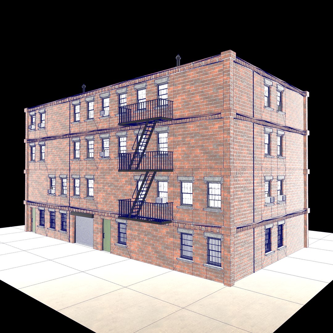 3D Model Brick Apartment Building - TurboSquid 2223906