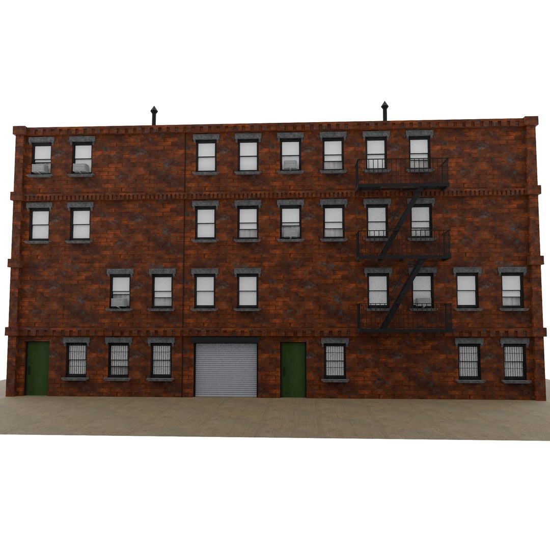 3D Model Brick Apartment Building - TurboSquid 2223906