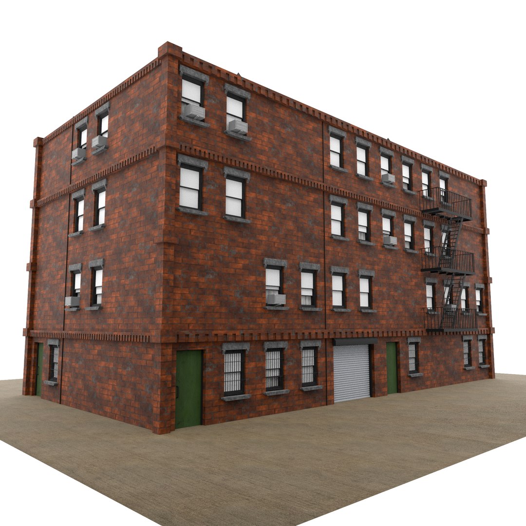 3D Model Brick Apartment Building - TurboSquid 2223906