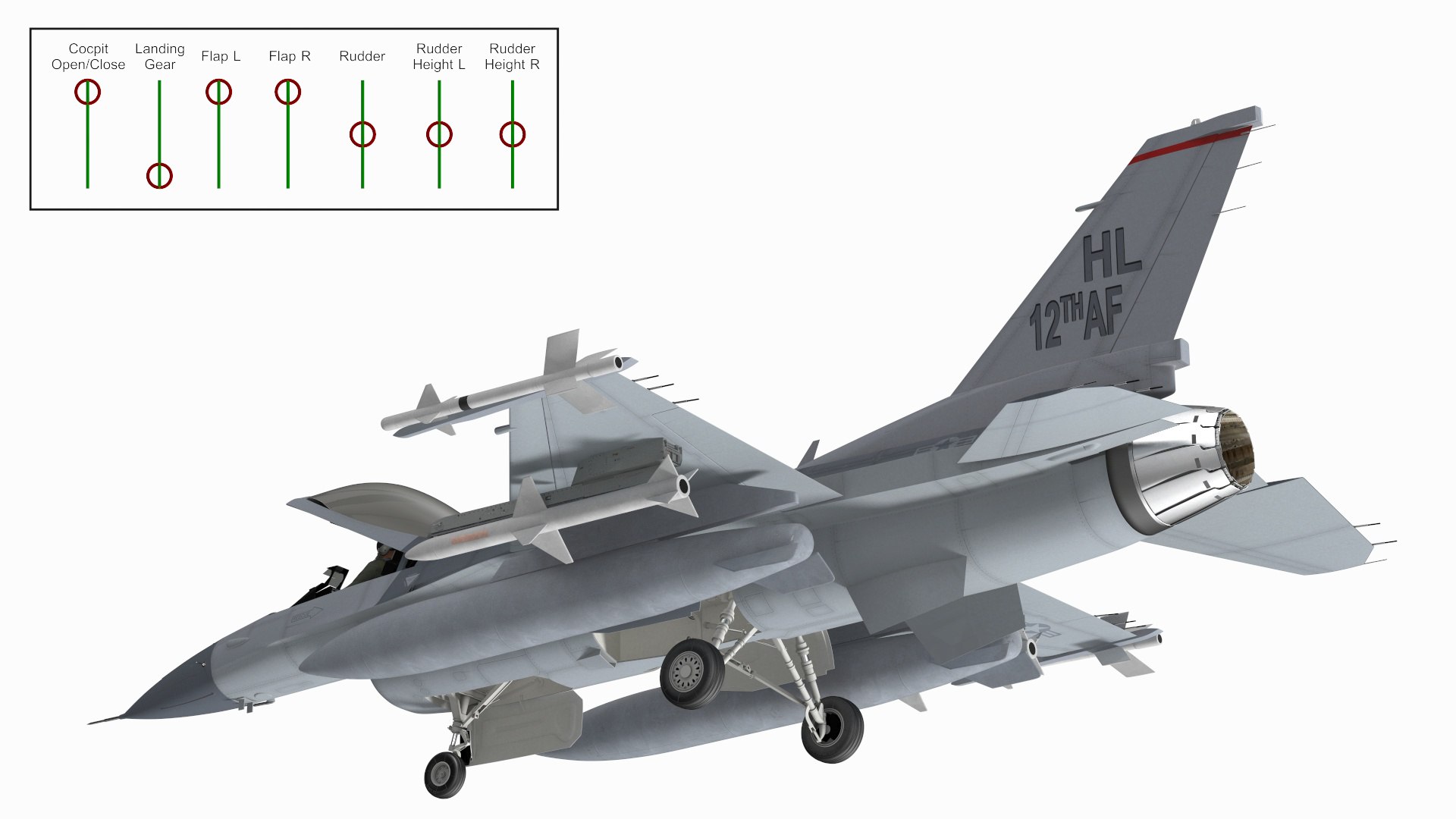 3D Model Fighter F-16 With Pilot And Missile Launcher LAU-129 Rigged ...