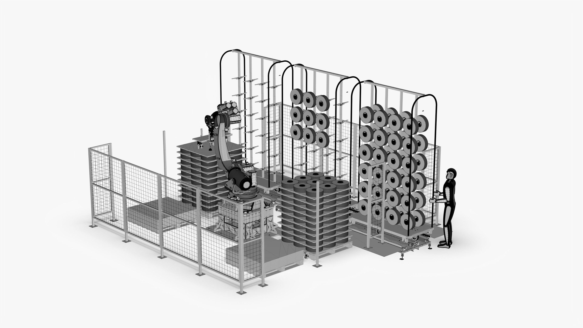 Automatic Robot Bobbin Loading Workstation 3D Model - TurboSquid 2009383