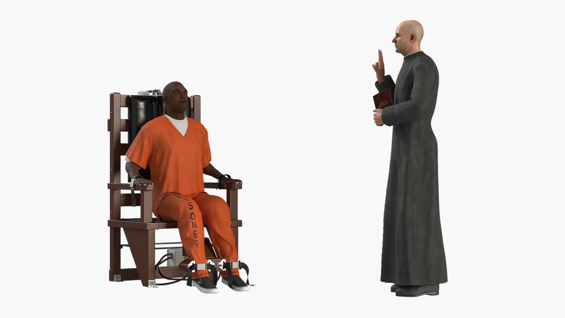 3D Model Priest And Prisoner On Electric Chair - TurboSquid 2366151
