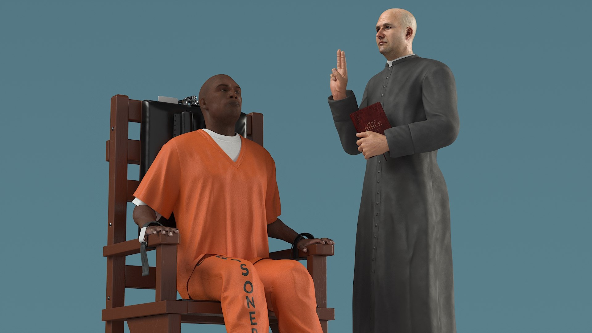 3D Model Priest And Prisoner On Electric Chair - TurboSquid 2366151