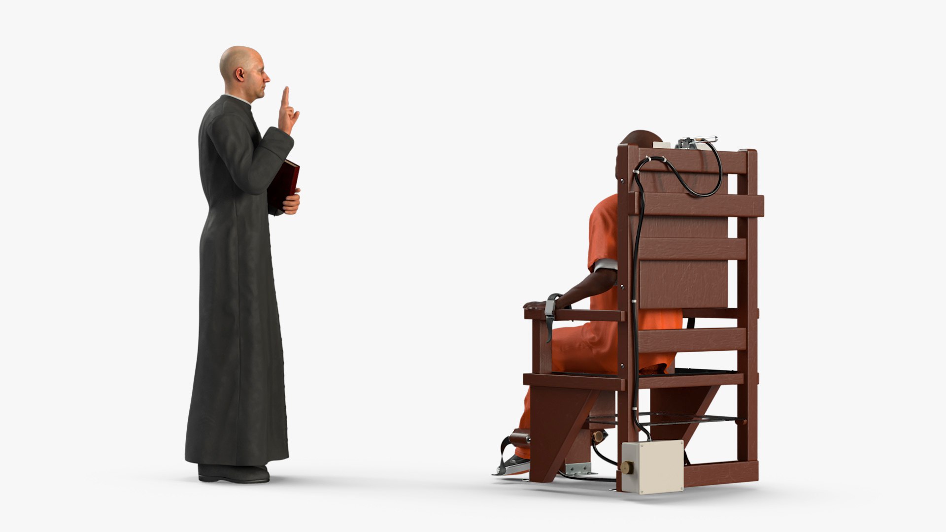 3D Model Priest And Prisoner On Electric Chair - TurboSquid 2366151
