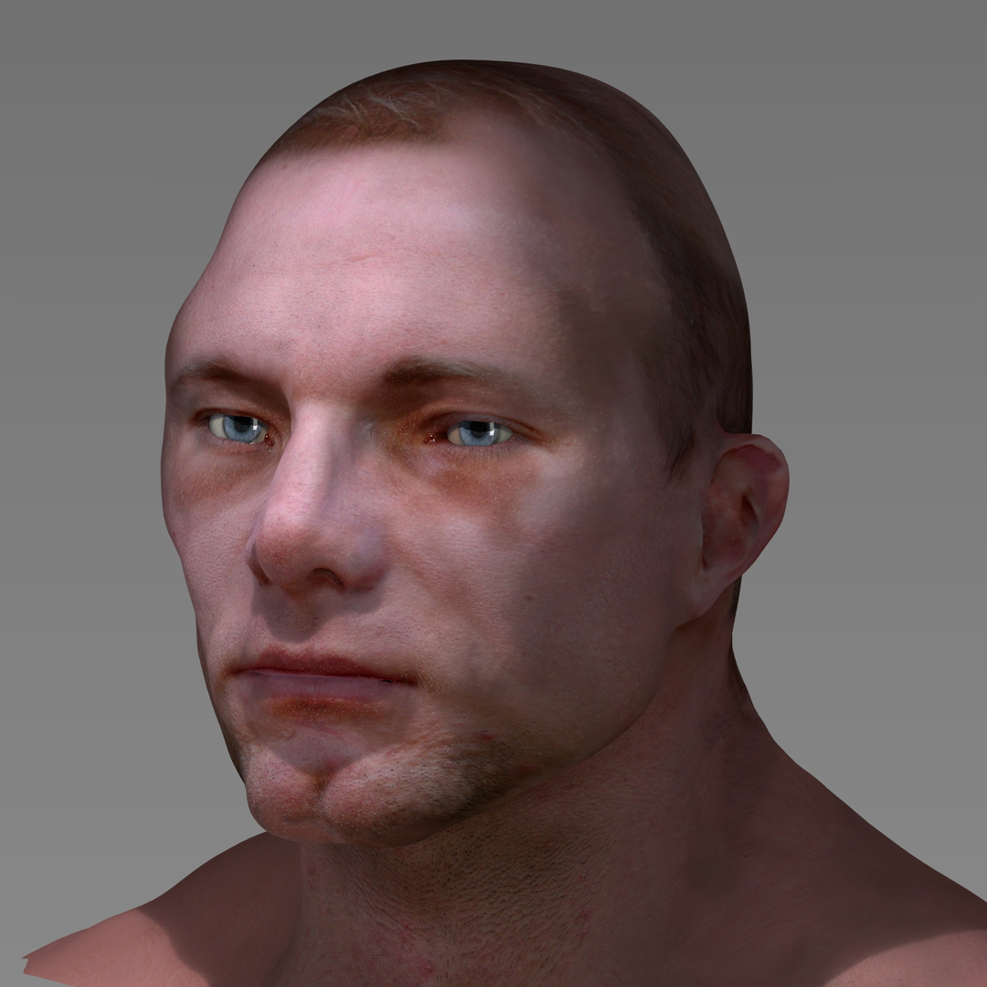 Blender Male Head Rigged 3